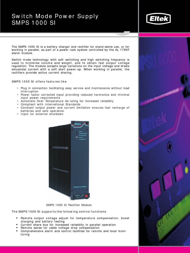 Eltek Smps Spec | PDF | Battery Charger | Manufactured Goods