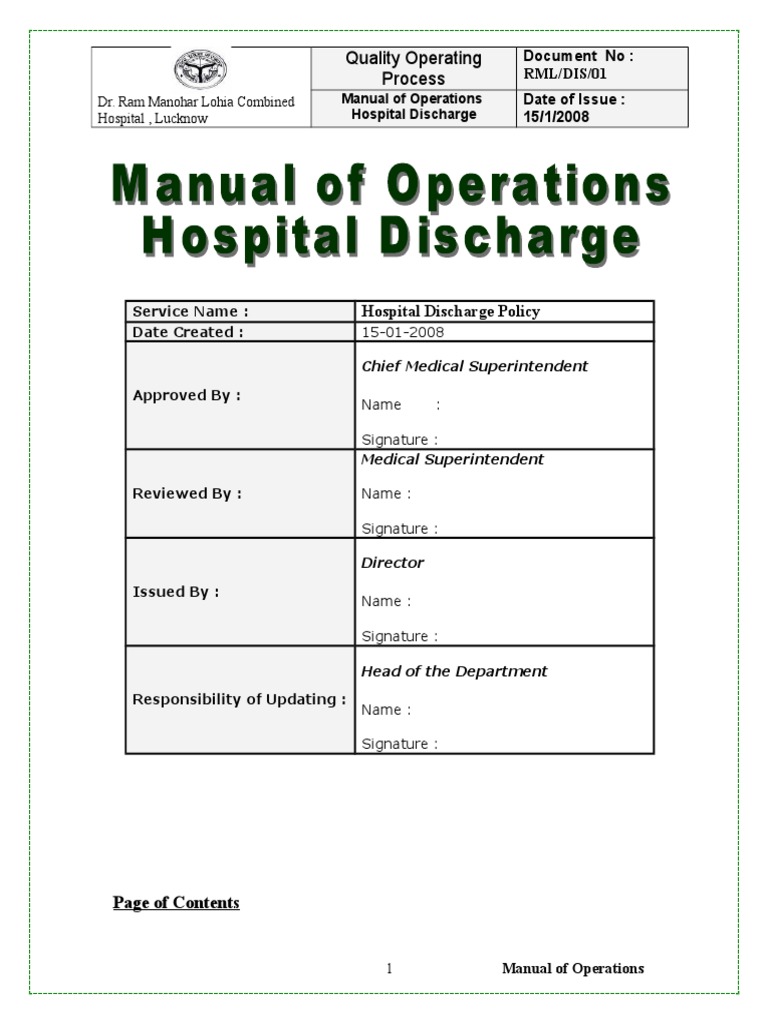 Hospital Discharge Policy | PDF | Patient | Hospital