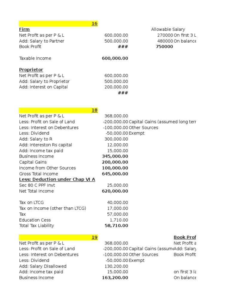 Tax Calculation Summary for Firms | PDF | Finance & Money Management