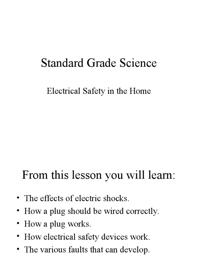 Standard Grade Science: Electrical Safety in The Home | PDF
