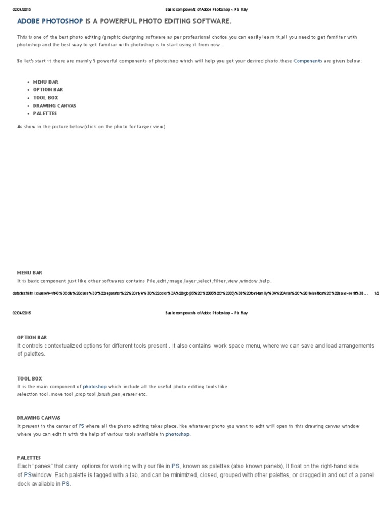 Key Components of Adobe Photoshop | PDF