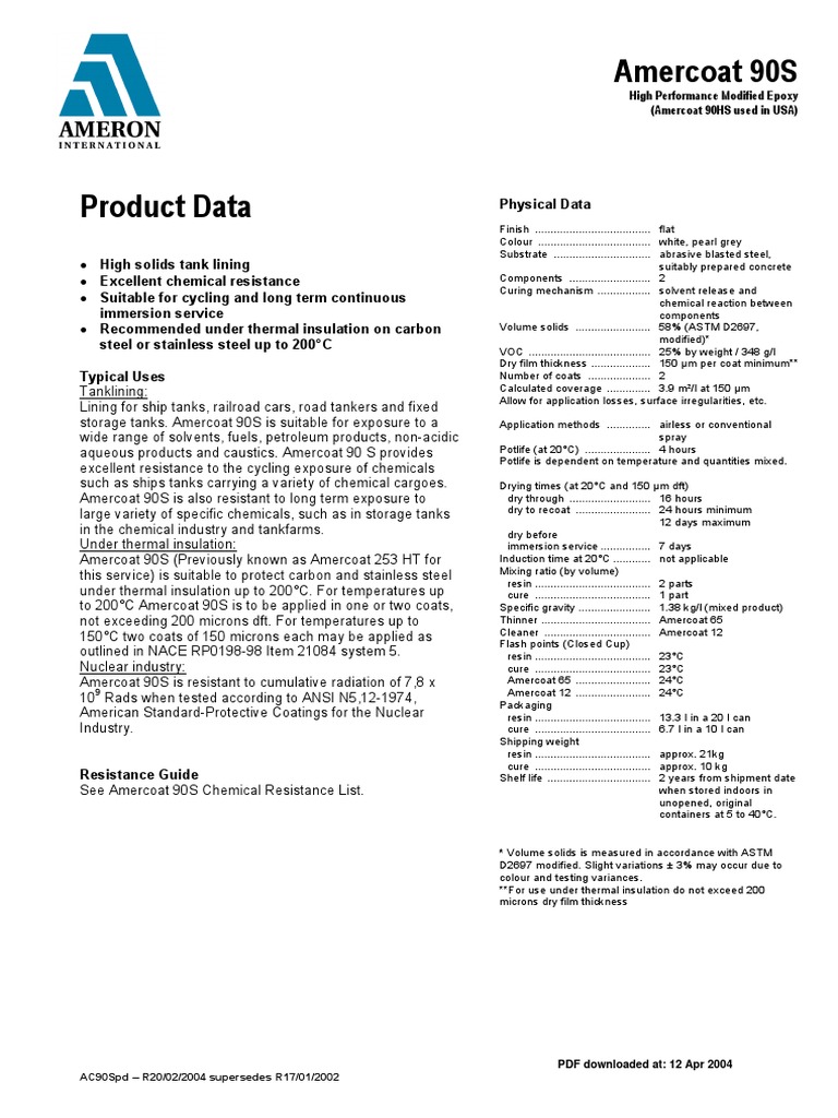 90S PDS | PDF | Solid | Epoxy