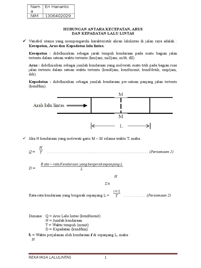 Rumus Kepadatan Lalu Lintas | PDF