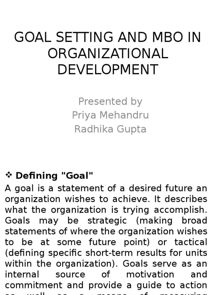 Goal Setting and Mbo in Organizational Development | PDF | Goal Setting ...