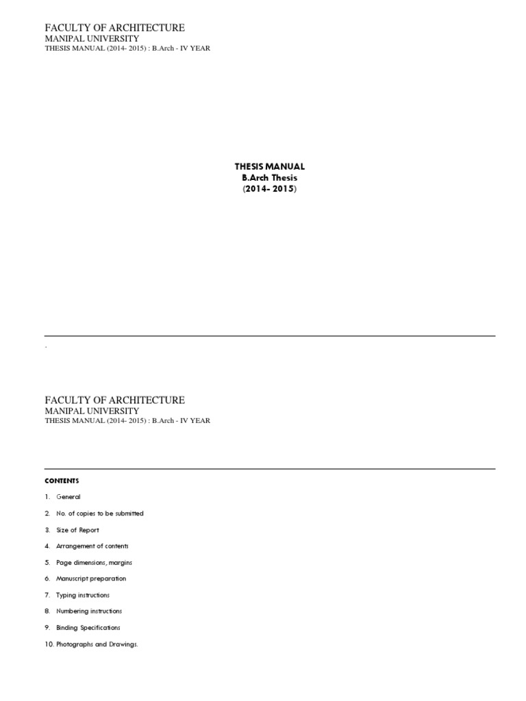 Thesis Report Format B.arch | PDF | Thesis | Bookbinding