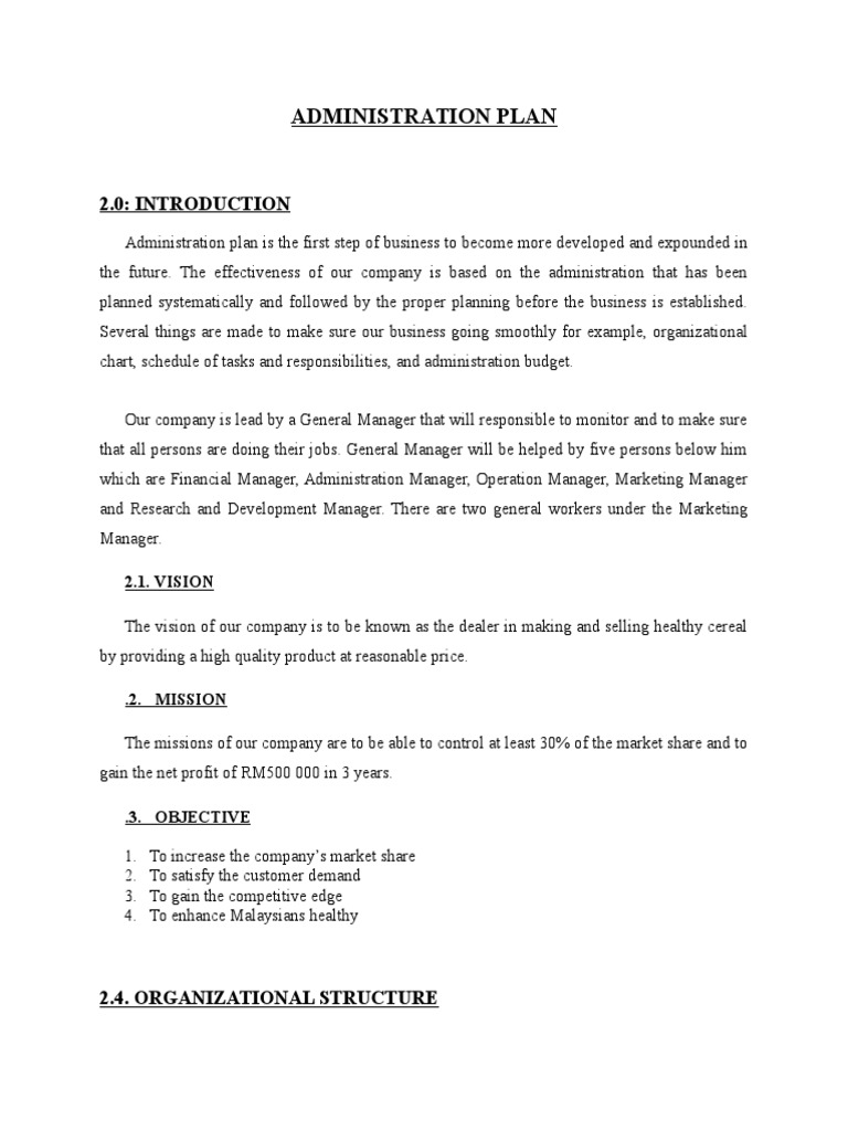 Administration Plan | PDF | Economics | Marketing