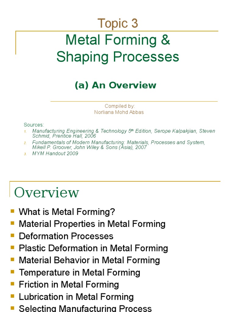 Metal Forming & Shaping Processes: Topic 3 | PDF | Plasticity (Physics ...