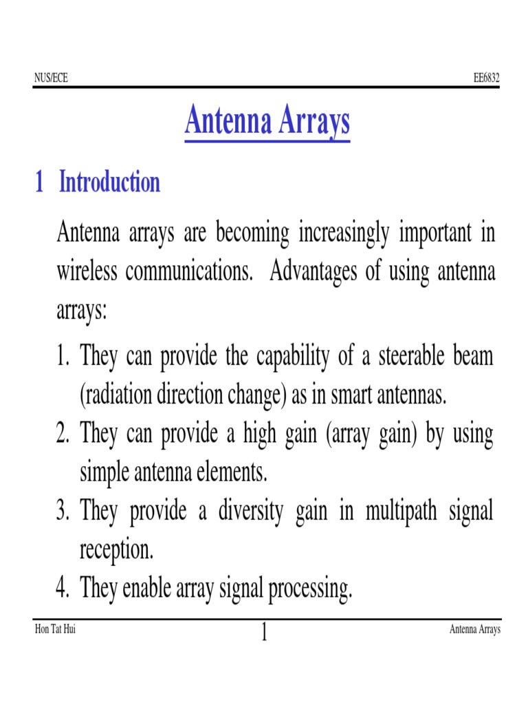 Lecture Notes - Antenna Arrays | PDF | Antenna (Radio) | Matrix ...