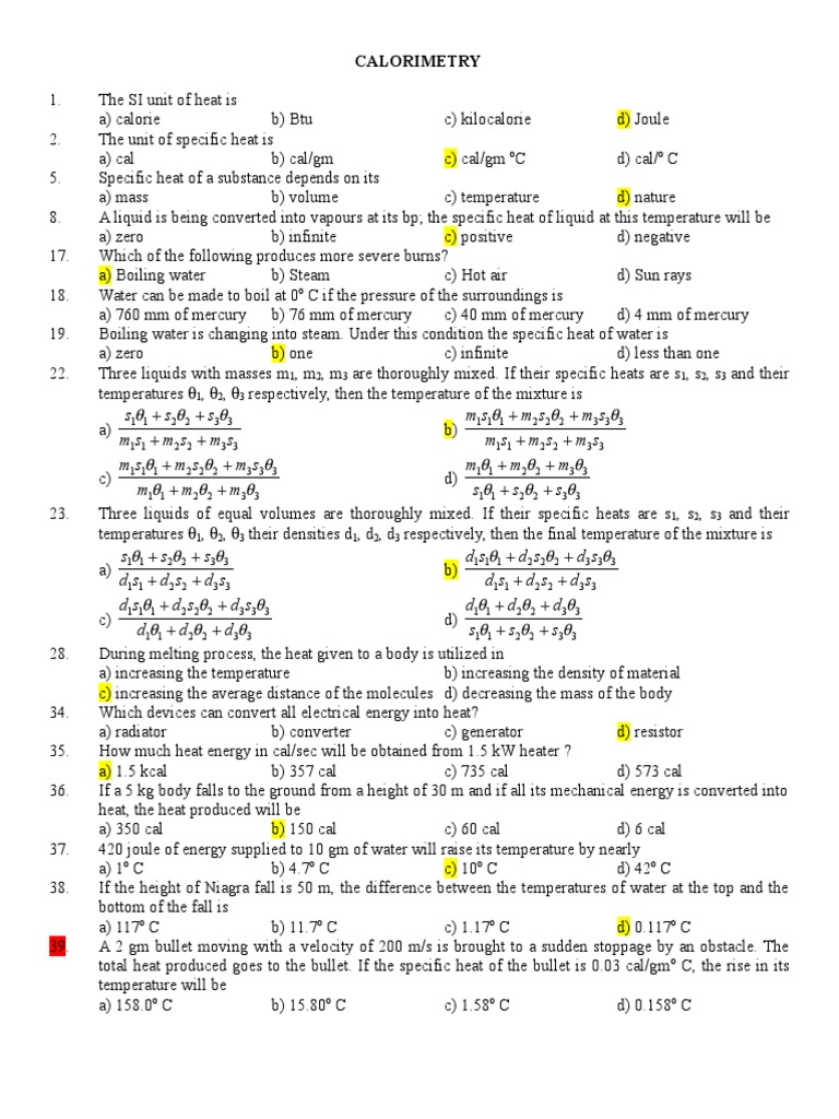 Calorimetry | PDF | Heat | Heat Capacity