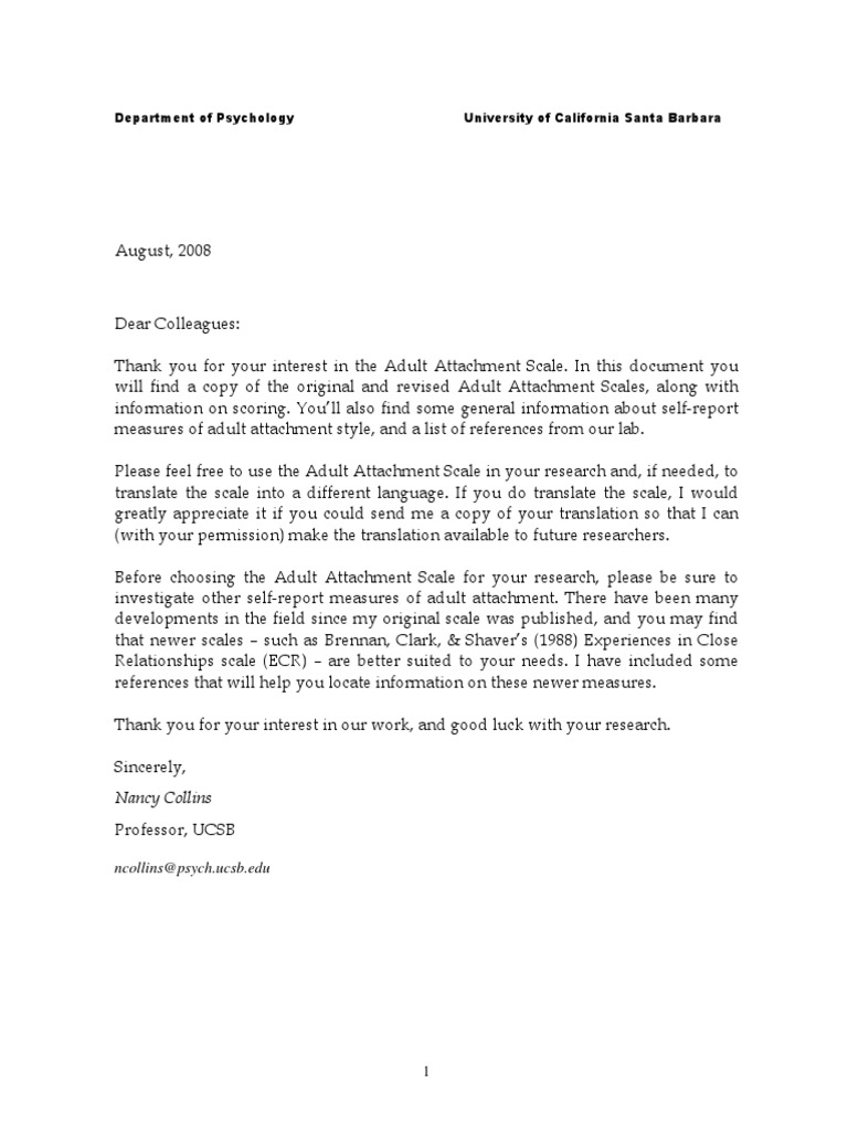 Adult Attachment Scale | Attachment Theory | Intimate Relationships