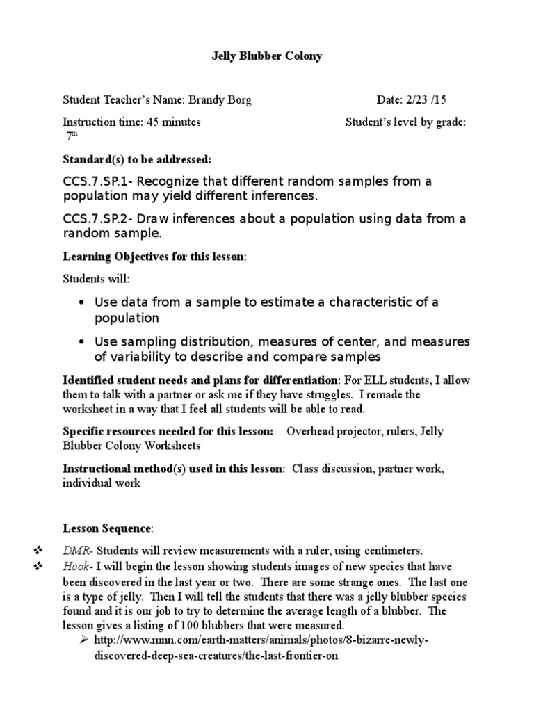 Random Sampling Lesson | PDF | Randomness | Sampling (Statistics)