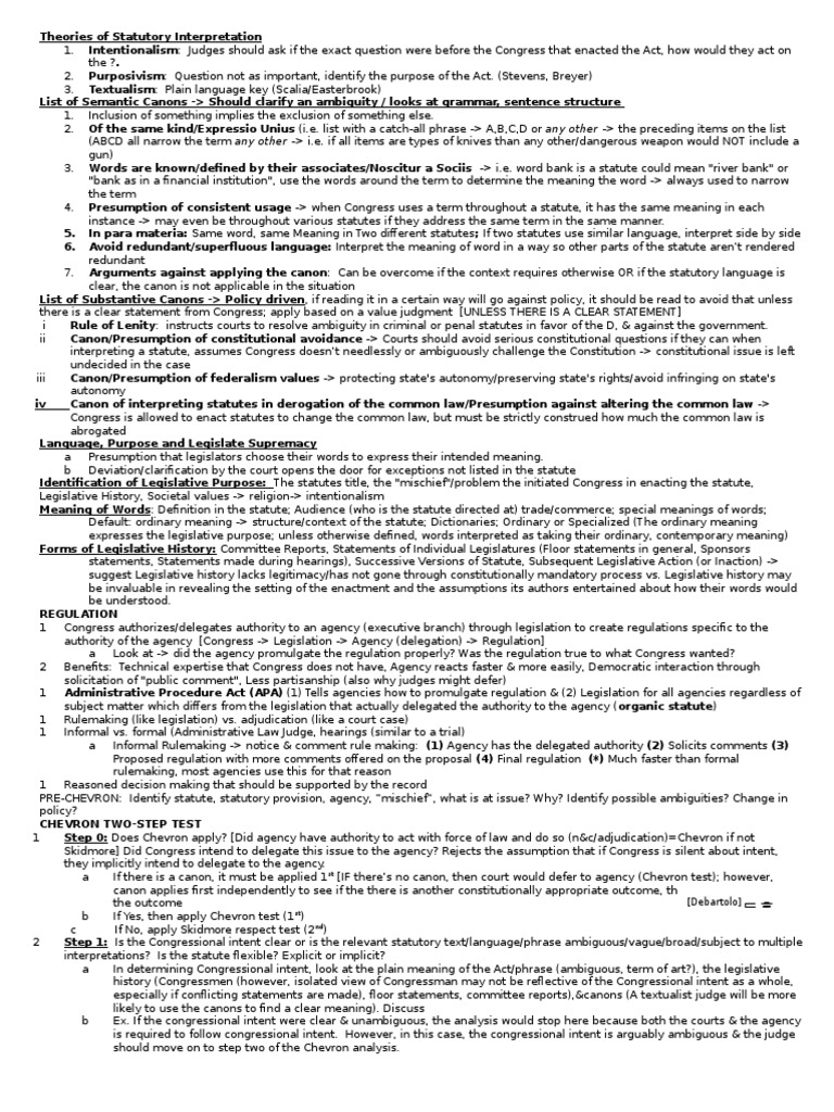 Short Leg Reg Outline | PDF | Statutory Interpretation | Rulemaking