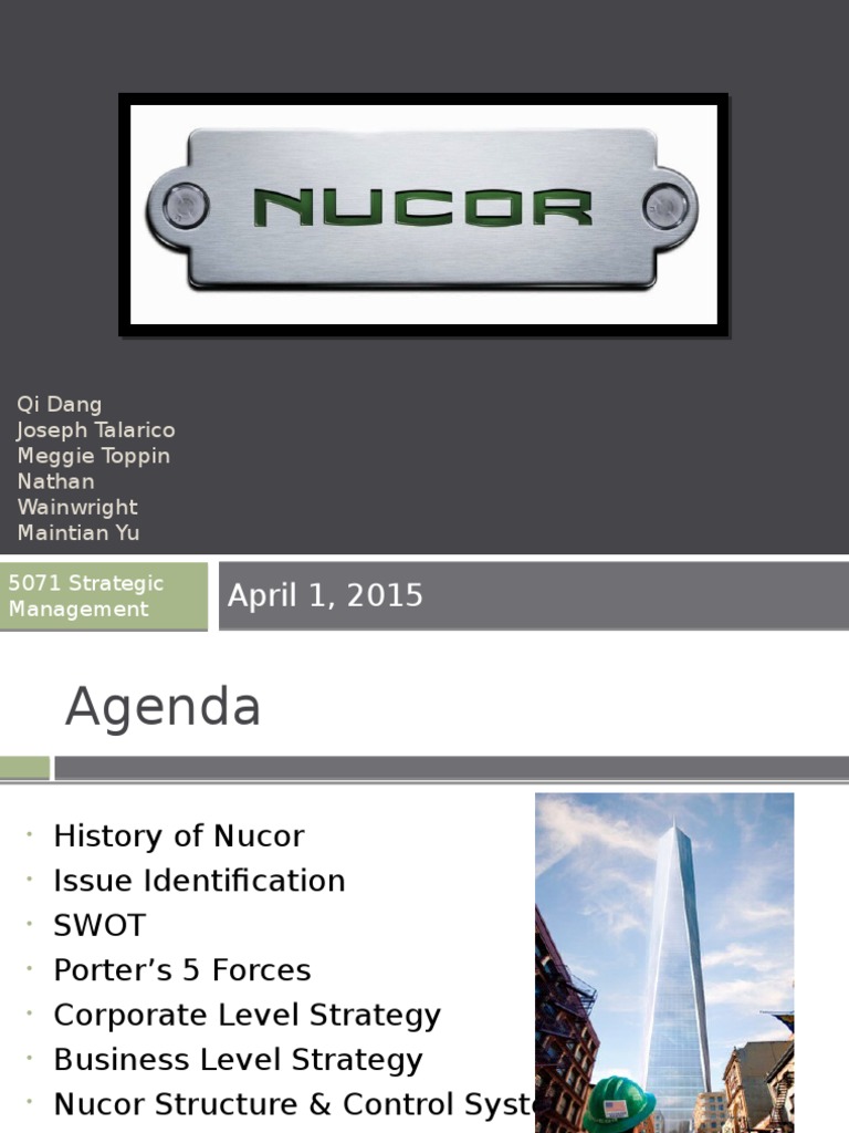Nucor Presentation | Organizational Structure | Strategic Management