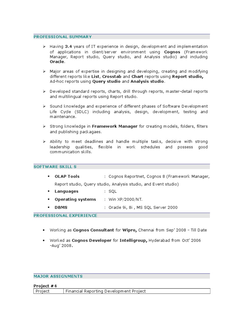 Professional Summary: Oracle | Download Free PDF | Glaxo Smith Kline ...