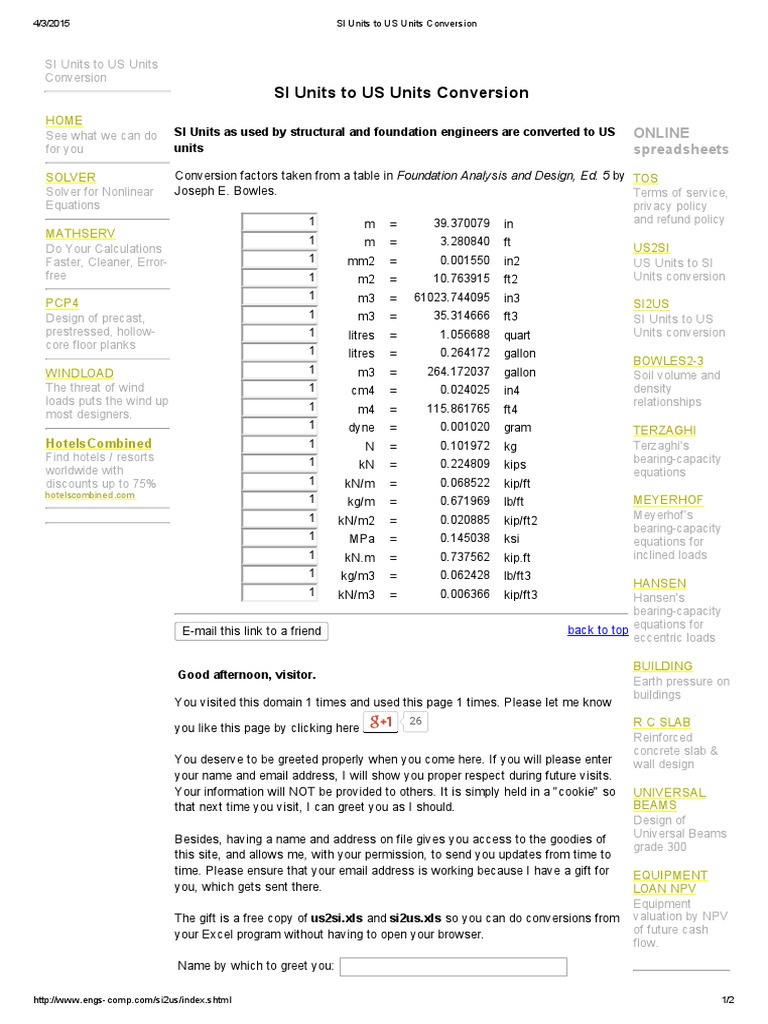 SI to US Units Conversion Guide | PDF | Computing And Information ...