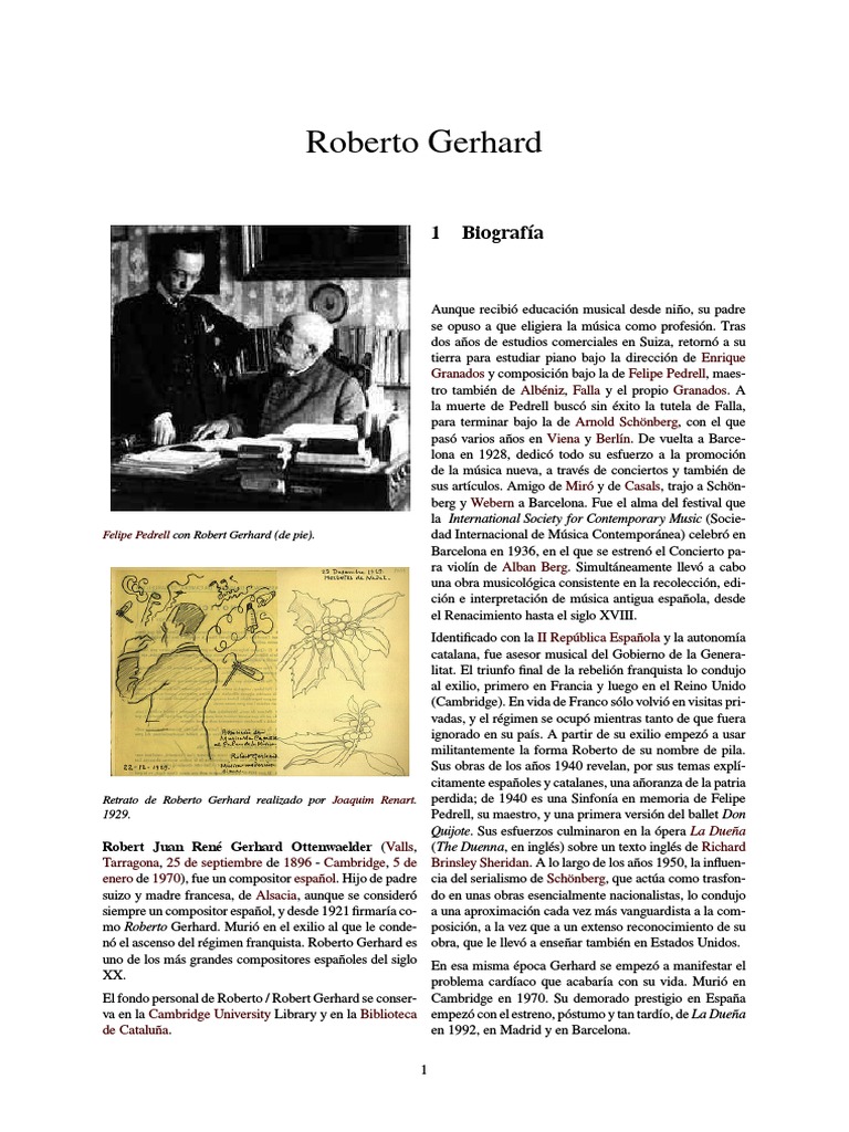 Roberto Gerhard: Compositor Español del XX | PDF | Música clásica | Las ...