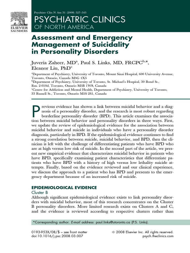 Assessment and Emergency | PDF | Personality Disorder | Antisocial ...
