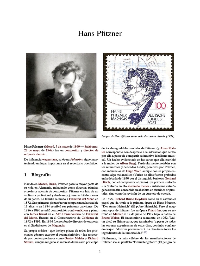 Hans Pfitzner: Compositor y Director | PDF | Músicos clásicos | Música ...