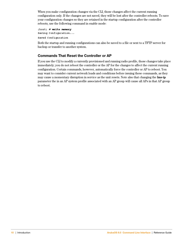 Aruba Commands That Reset An AP | PDF | Booting | Command Line Interface