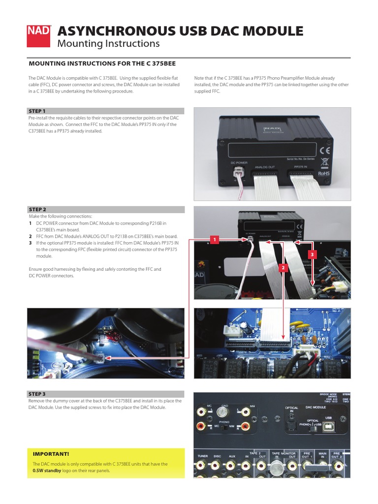 NAD MDC DAC Module Mounting Instructions | PDF