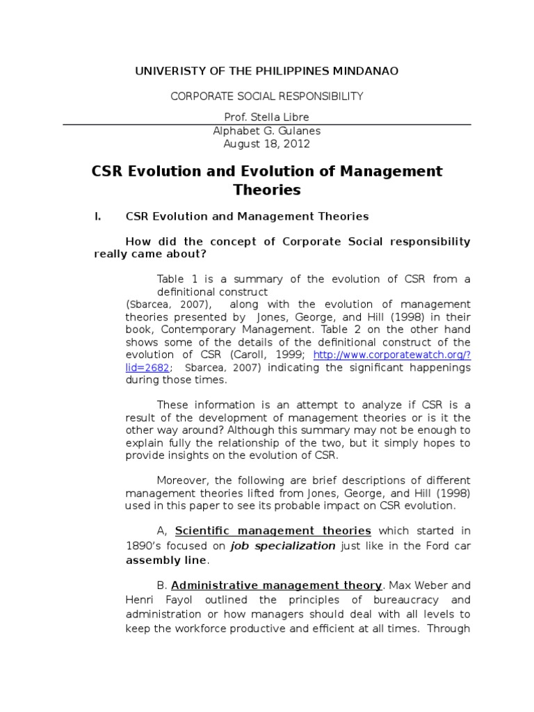 CSR Evolution Summary | Download Free PDF | Corporate Social ...