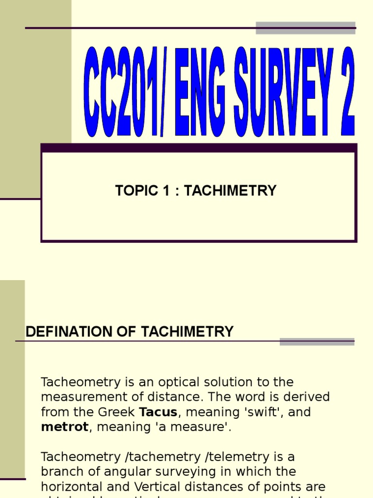 Tacheometry: Definition, Uses, and Methods | PDF | Surveying ...