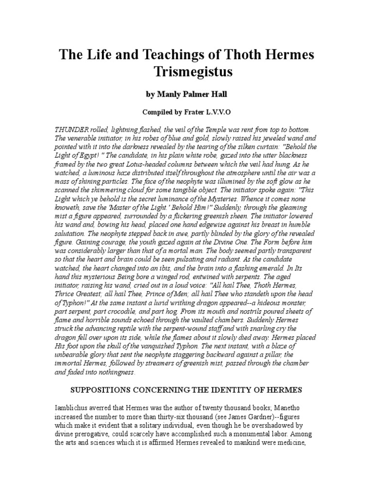 Hall, Thoth Hermes Trismegistus | PDF | Hermes Trismegistus | Hermeticism