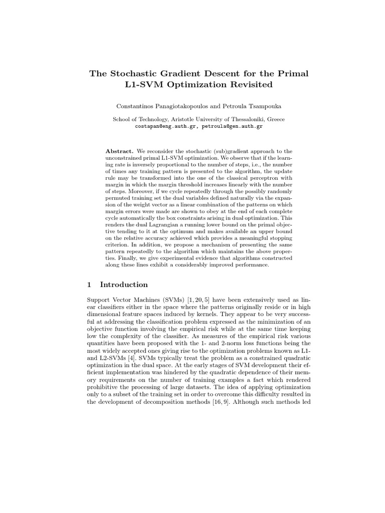 Stochastic Gradient Descent | PDF | Support Vector Machine | Mathematical Optimization