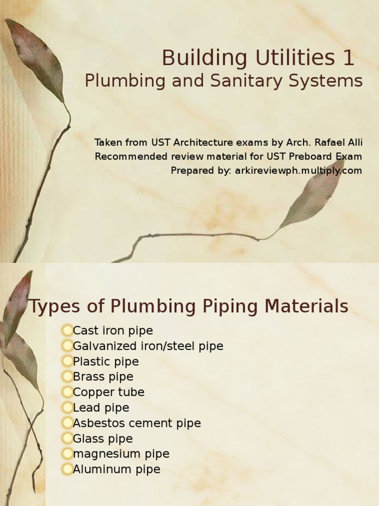 Plumbing Systems Study Guide | PDF