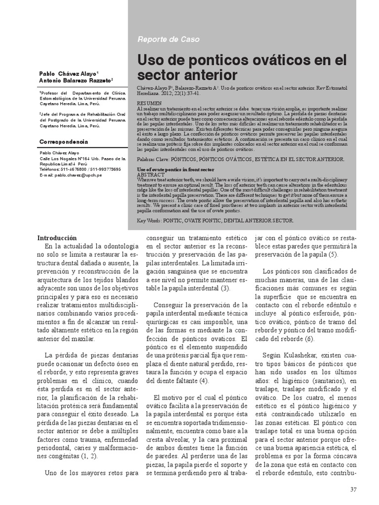 Uso de Pontico Ovatico | PDF | Dentadura postiza | Odontología