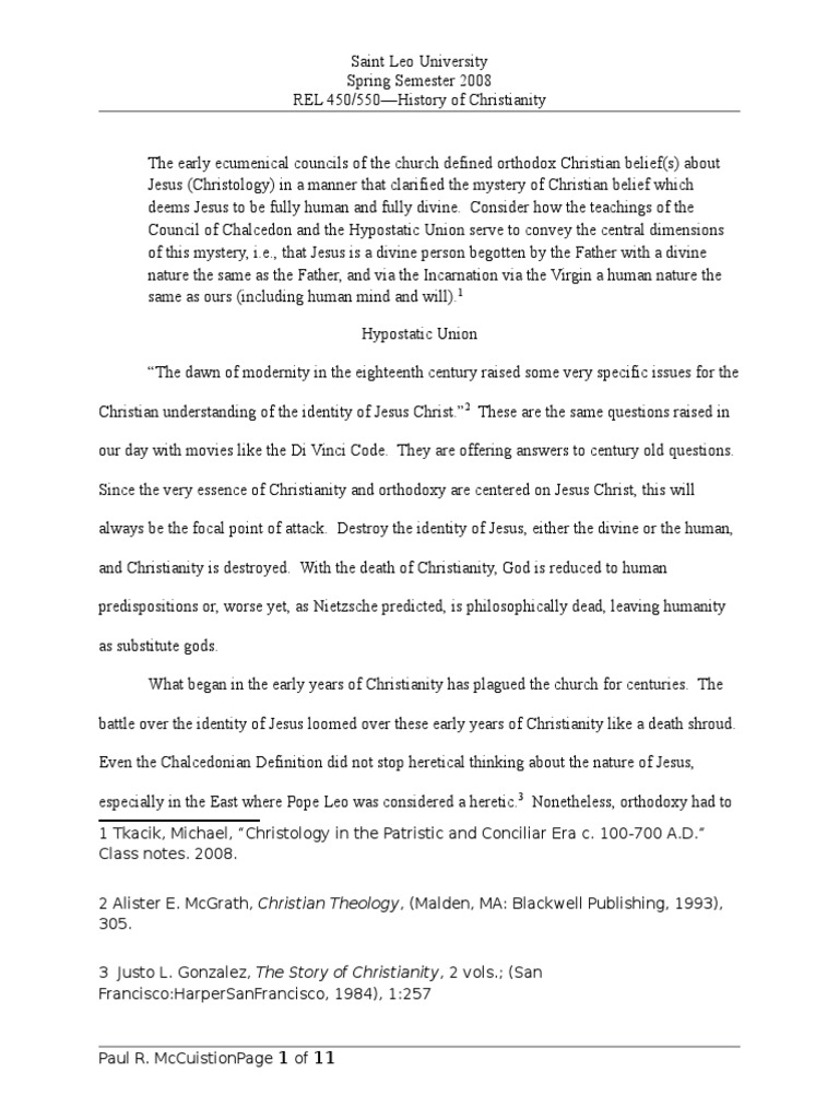 Hypostatic Union | PDF | Christology | Council Of Chalcedon