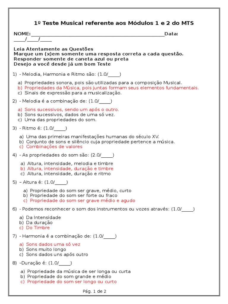 Avaliação MTS | PDF