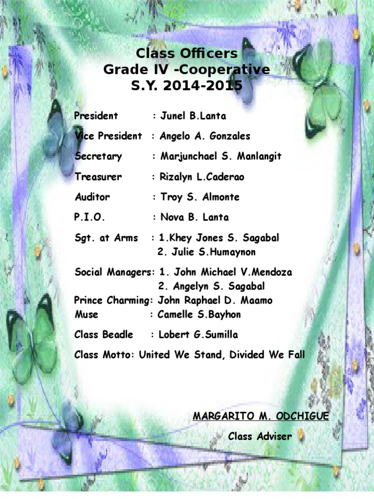 Grade IV Class & PTA Officers | PDF | Social Science | Self-Improvement