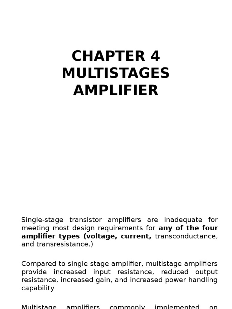 Disadvantages of Multi-Stage Amplifiers | PDF | Amplifier | Feedback