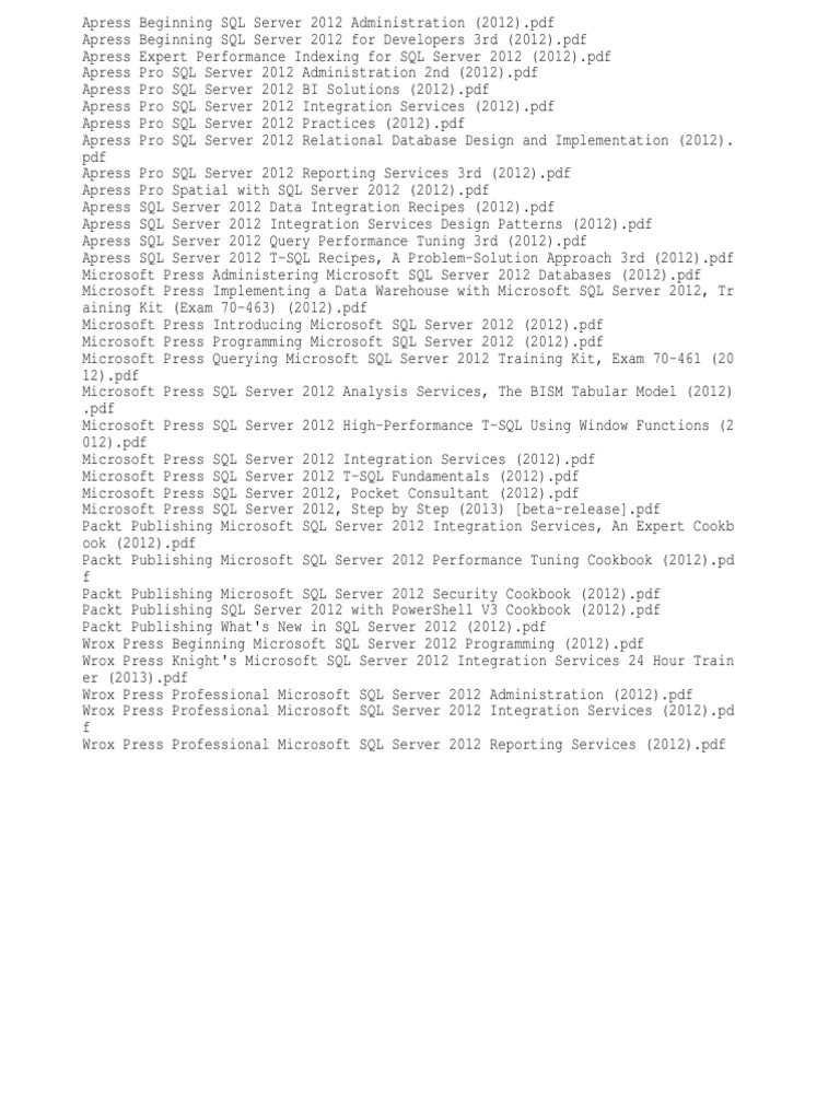 List of SQL Books To Download | PDF | Computers