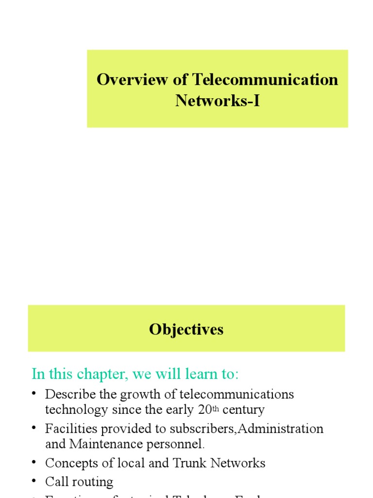 Overview of Telecommunication Networks | PDF | Telephone Exchange ...