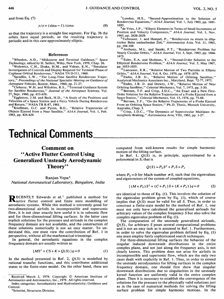 Comment On - Active Flutter Control Using Generalized Unsteady Aerodynamic Theory | PDF ...
