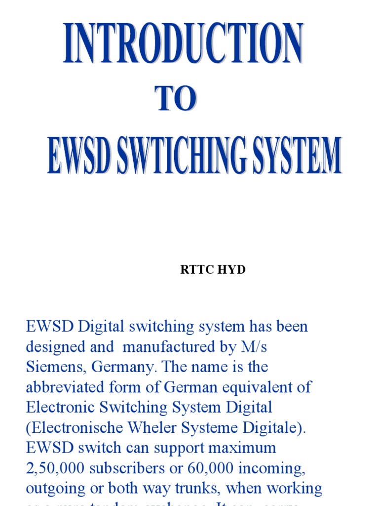 EWSD | PDF | Telephone Exchange | Signaling (Telecommunications)