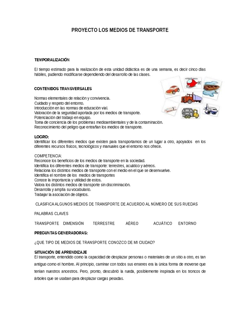 Proyecto Los Medios de Transporte | Peatonal | Transporte