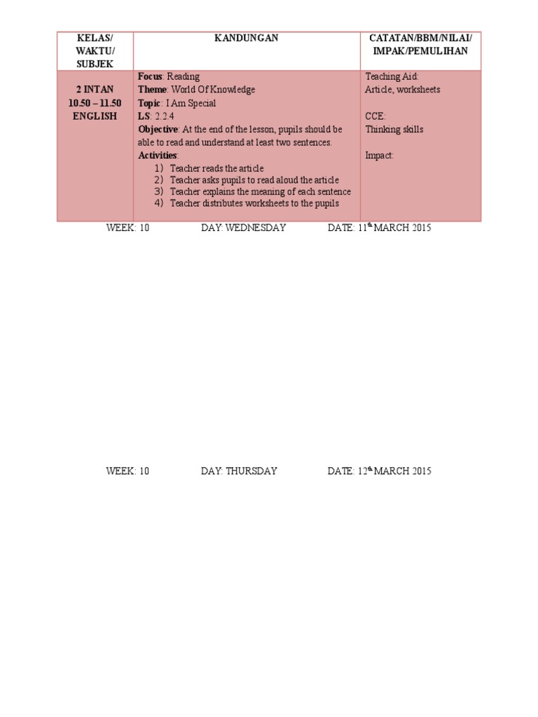 English RPH | Download Free PDF | Question | Teachers