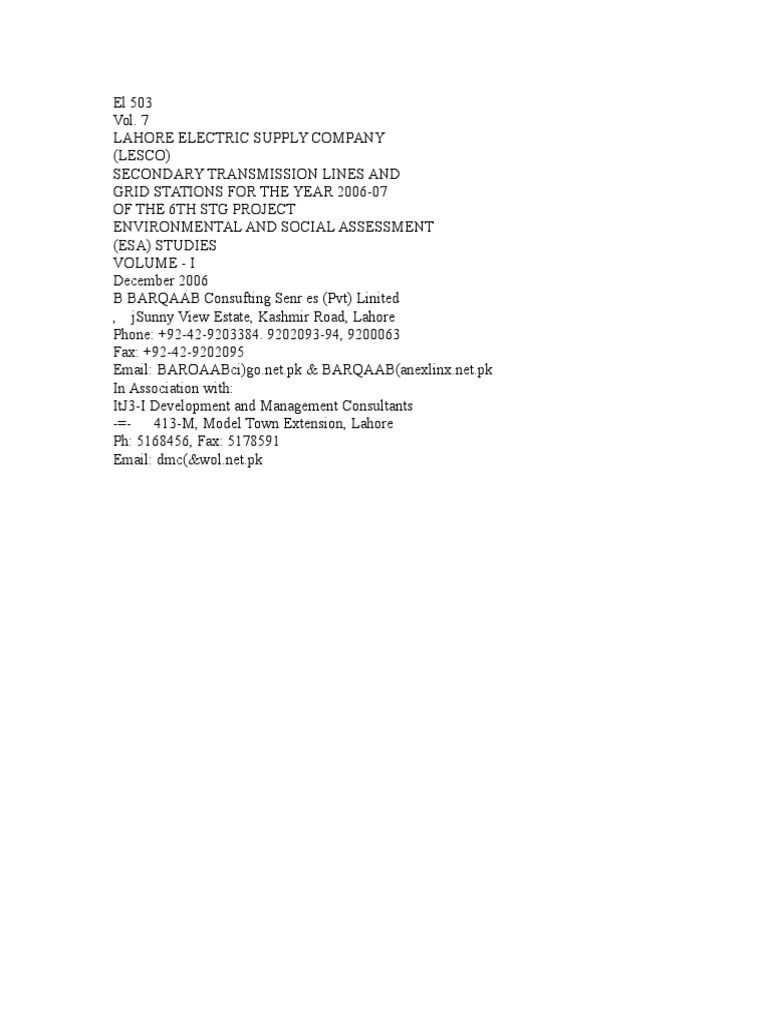 Transmission Report Lesco World Bank | PDF | Electrical Grid | Electric ...