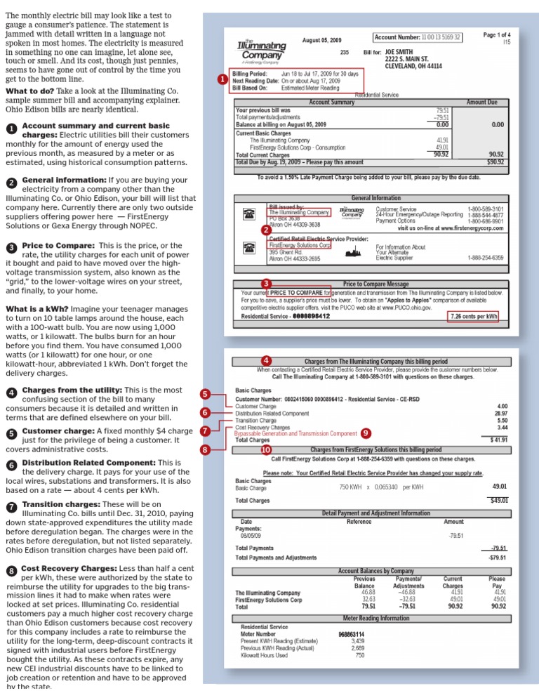 Electric Bill Explanation | PDF | Kilowatt Hour | Electrical Engineering