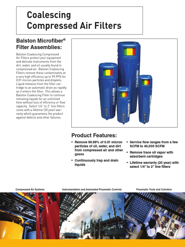 Balston Coalescing Compressed Air and Gas Filters | PDF | Gas ...