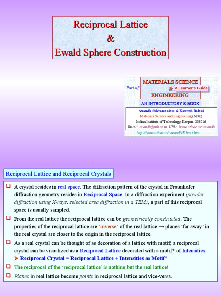 Reciprocal Lattice | PDF | Crystal Structure | X Ray Crystallography