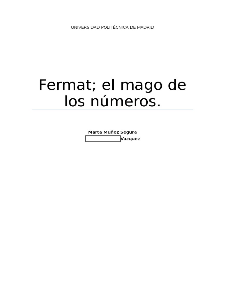 Fermat El Mago de Los Numeros | PDF | Número primo | Matemática Elemental