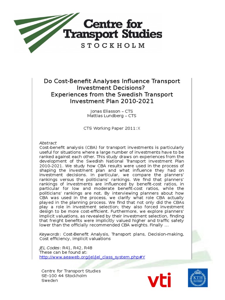 CTS Report English | PDF | Cost–Benefit Analysis | Investing