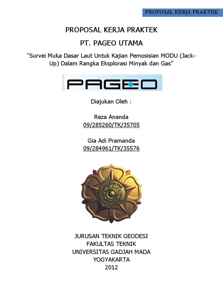 Proposal Kerja Praktek PT - Pageo Utama | PDF