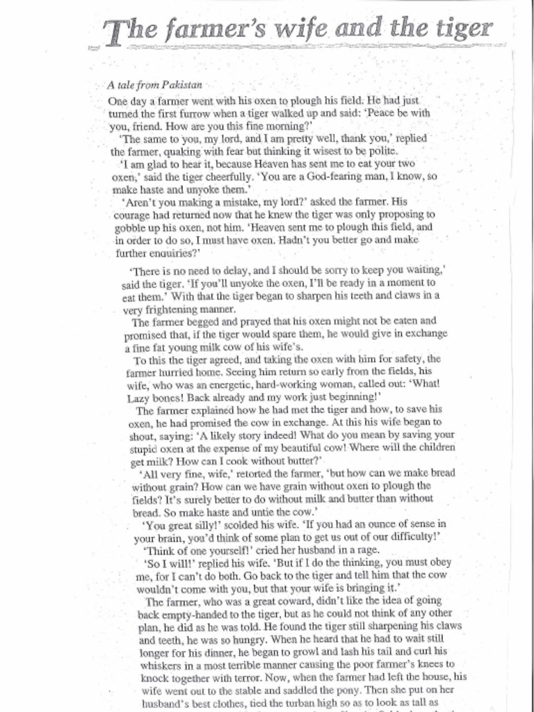 The Farmer and His Wife Story | PDF