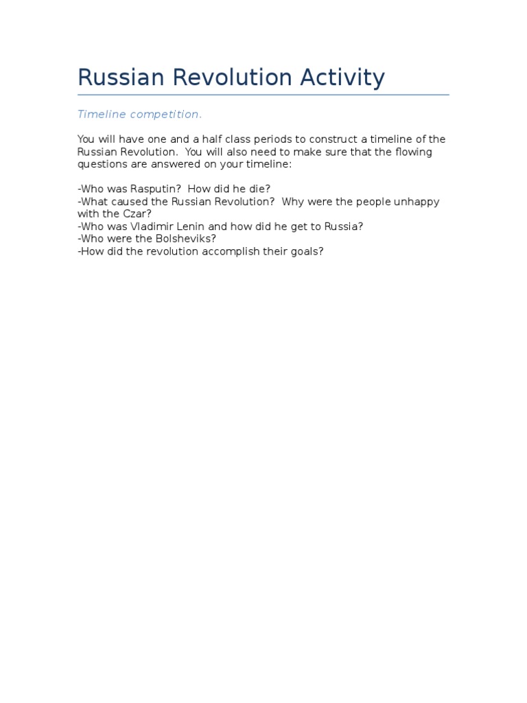 Russian Revolution Activity | PDF