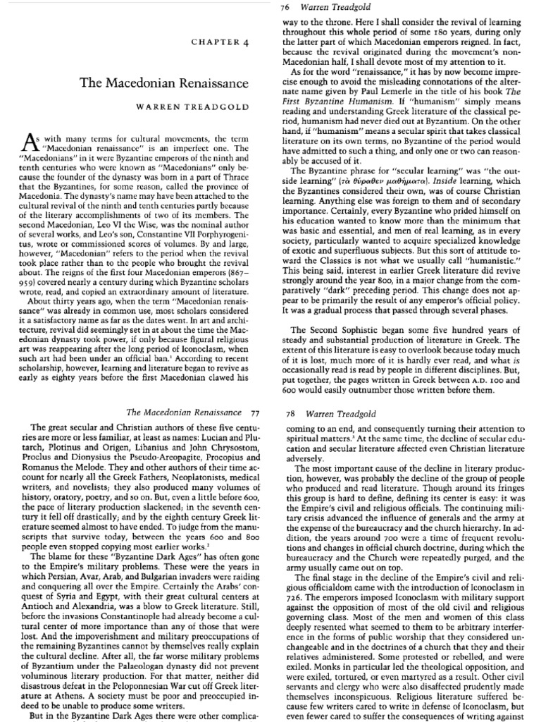 Treadgold, The Macedonian Renaissance | PDF